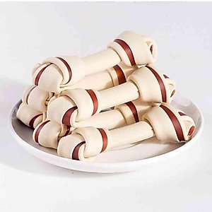 UrbanX Rawhide Free Dog Bones, 4" Real Chicken Wrapped Dog Chew Bones for Sheepadoodle and Other Large Mixed Breed Dogs Training Treats - 7 Count