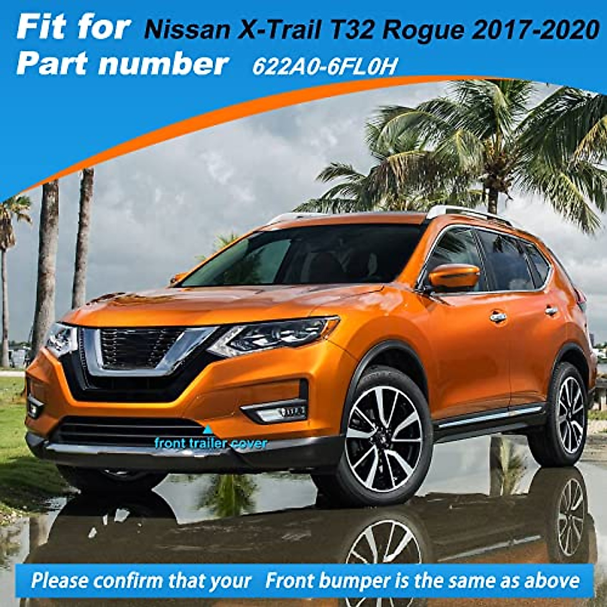 CZShiYue Front Bumper Tow Hook Cover Fit for Nissan X-Trail T32 Rogue 2017 2018 2019 2020 Towing Eye Cap 622A0-6FL0H (Silver, Left Driver Side)