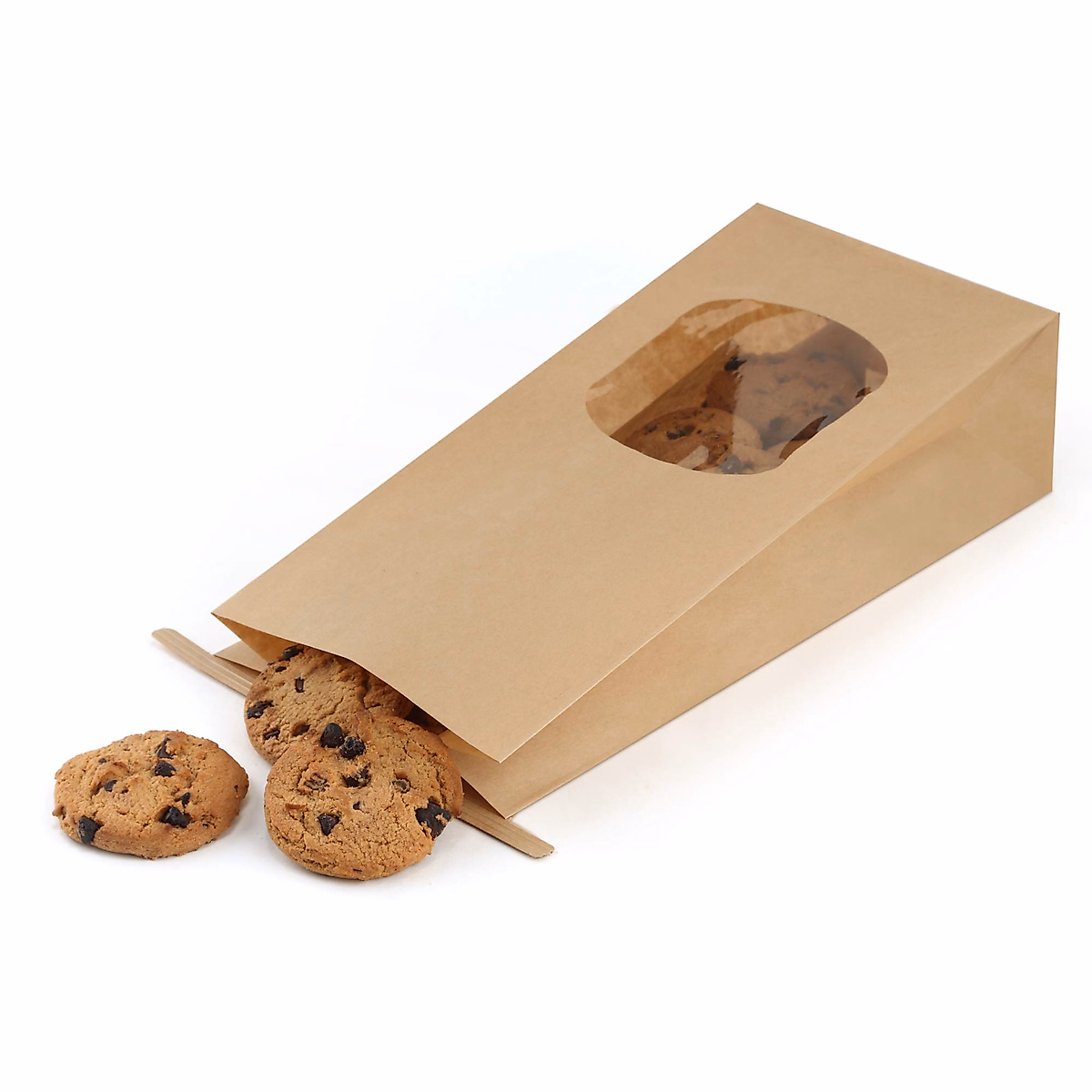 BagDream Bakery Bags with Window 50Pcs 4.5x2.36x9.6 Inches Kraft Brown Paper Bags with Window, Tin Tie Tab Lock, for Bakery, Cookie, Coffee Bean, Party Favor, Snack