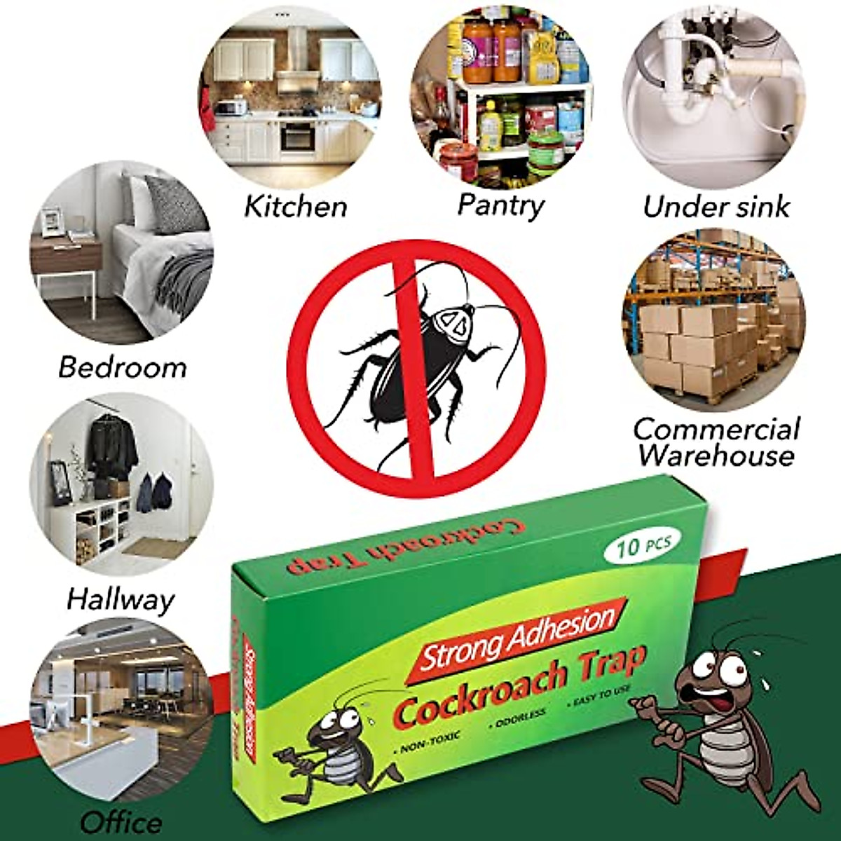 Roach Traps, Cockroach Killer Indoor Home, Sticky Glue Traps for Bugs Insects-10 Pcs
