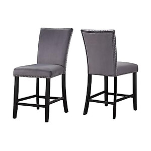 Liveasy Furniture 5-Piece Marble Dining Table Set for 4, Counter Height Dining Table Set with 4 Counter Height Chairs (Grey)