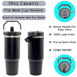 Kozey Personalized 30oz Tumbler, Spout Lid with large handle, Leak Proof, Laser engraved custom tumbler gifts,Tumbler accessories,Back to School,For Gym,School and Travel, K30SL