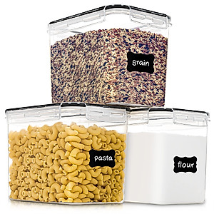 PANTRYSTAR Medium Food Storage Containers with Lids Airtight 3.6L /121.7Oz, for Flour, Sugar, Baking Supply and Dry Food Storage, 3PCS BPA Free Plastic Canisters for Kitchen Pantry Organization
