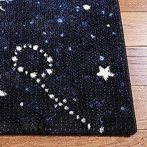 SAFAVIEH Carousel Kids Collection 5'3" Square Dark Blue / Light Blue CRK122M Outer Space Area Rug