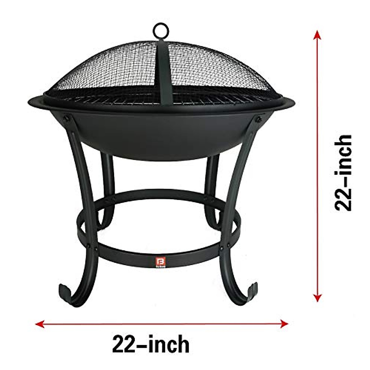 FireBeauty Fire Pit BBQ Grill Pit Bowl with Mesh Spark Screen Cover,Poker