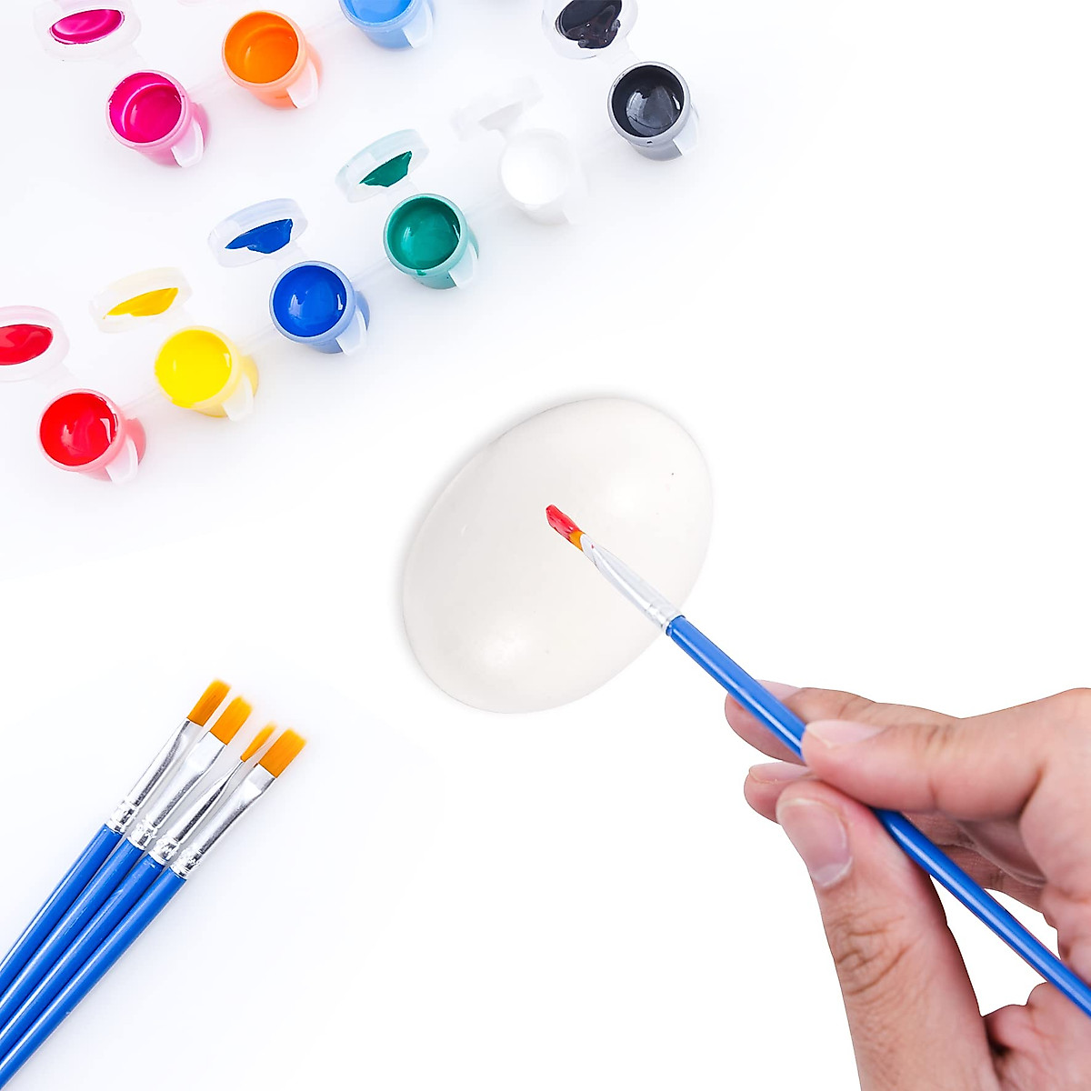 JOYIN 18 Pcs 3.15" Easter Wooden Eggs, Unpainted White Wooden Fake Eggs for Kids Easter DIY Paint Your Own Egg Decor, Easter Eggs Hunt, Easter Craft, Easter Basket Stuffers, Egg Toy Food