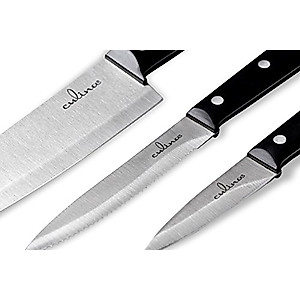 Culina 3-Piece Chef Knife Set. Triple-rivet, Full-tang : 8-inch Chef Knife, 5-inch Utility Knife, 3.5-inch Paring Knife