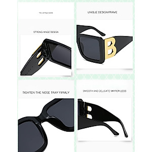 NLEYANB 6 Packs Wholesale Y2K Oversized B Rectangle Square Sunglasses Bulk for Women Men UV400