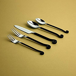 Gourmet Settings 20-Piece Flatware Treble Clef Collection Black Silverware Cutlery Kitchen Sets, Stainless Steel Utensils Knife/Fork/Spoons, Dishwasher Safe