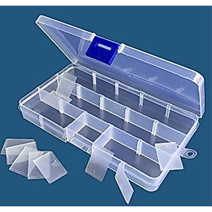 Yansanido 4 Pcs 15 Grids Clear 6.85 Inch x 3.85 Inch Adjustable Small Removable Clear Plastic Jewelry Organizer Divider Storage Box Jewelry Earring Tool Containers (4 Pcs Clear)