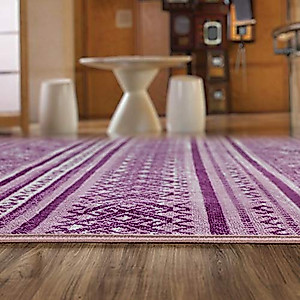 Antep Rugs Alfombras Non-Skid (Non-Slip) 8x10 Rubber Backing Moroccan Geometric Low Profile Pile Indoor Area Rugs (Purple, 8' x 10'3")