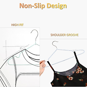 Stainless Steel Immersion Rubber Process Hangers 12 Pack, Heavy Duty Black Hangers for Coats, Pants & Dress Clothes, Non Slip Clothes Hanger Set, Space Saving Ultra Thin Hangers for Clothing