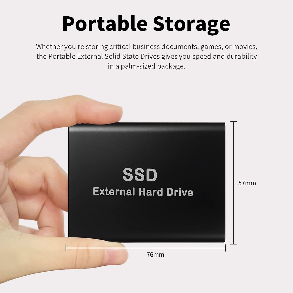 2TB External Hard Drive SSD，Portable External Solid State Drive 2TB-Reading Speeds up to 500Mb/s，USB 3.1 Type C SSD Compatible with Desktops,Laptops,PC, XS Windows