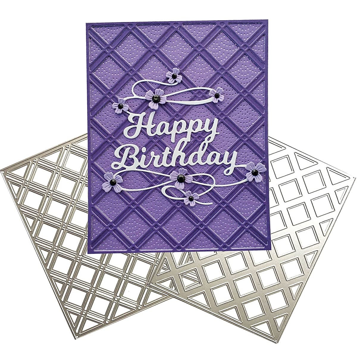 Ammsochy Cutting Dies 3D Backgrounds Frame Metal Stencils Scrapbooking Tools DIY Craft Carbon Steel Embossing Template for Paper Card Making Album Arts Crafts Supplies (Rhombus Layering)