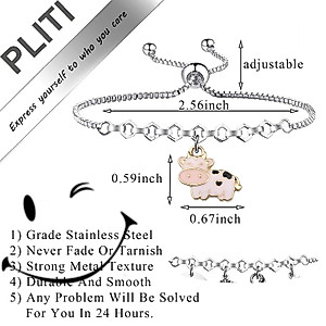 PLITI Cow Gifts Cow Lover Jewelry Cow Mom Gifts Cow Themed Gifts Cow Owner Gifts Pet Pygmy Cows Gift Cow Bracelet For Best Friend Family (Cow bracelet)