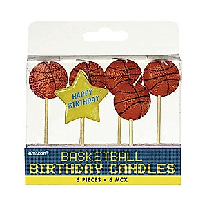 Amscan Basketball Birthday Pick Candles-3", 6 Pcs, 3", Multicolor