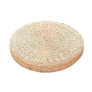 Toyfun 40cm Straw Meditation Futon Round Cushion,Flat Seat Cushion for Yoga,Seat Cushion Round Pouf Hand Woven Tatami Chair Pad Yoga Seat,201007AH01-6770-1921265631