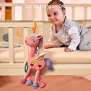 TUMAMA Baby Plush Hanging Rattle Toys, Crib Car Seat Travel Stroller Playmat Soft Plush Toy with Wind Chimes, Best Birthday Gift for Newborn 0-12 Months