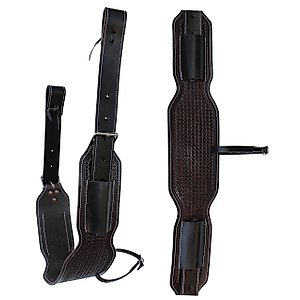 CHALLENGER Horse Horse Basket Weave Tooled Brown Leather Rear Flank Back Saddle Cinch Billets 97100BR