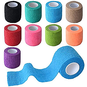 Gondiane 9 Pack 2" x 5 Yards Self Adhesive Bandage Wrap Self Stick Wrap for Ankle, Wrist, Finger, Sports, Breathable Cohesive Vet Tape for Pets (Multi Colors)