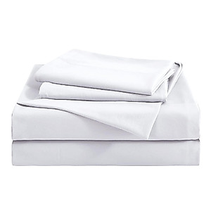 HUXMEYSON Queen Sheet Set, 4-Piece Hotel Luxury Bed Sheets & Pillowcases, Ultra Soft & Breathable Sheets, Deep Pockets 16" Wrinkle Proof Bedding Sheets, Anti-fading, Machine Washable, White