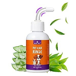 GJYC PET Ear Cleaner for Dogs and Cats,Dog Ear Infection Treatment for Itch Relief, Cleans The Ear Canal from Debris and Buildup Removes Wax, Odor with Aloe 2 Fl oz