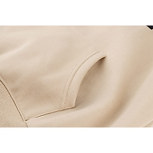 SAFRISIOR Oversized Hoodies for Women and Men Couples Fleece Basic Solid Hooded Sweatshirt Pullover Jackets Beige