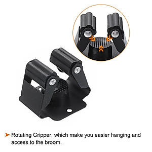 uxcell 12pcs Mop Broom Holder Wall Mount, 304 Stainless Steel Mop and Broom Holder, Wall Mounted Broom Hanger for Bathroom, Kitchen, Office, Black