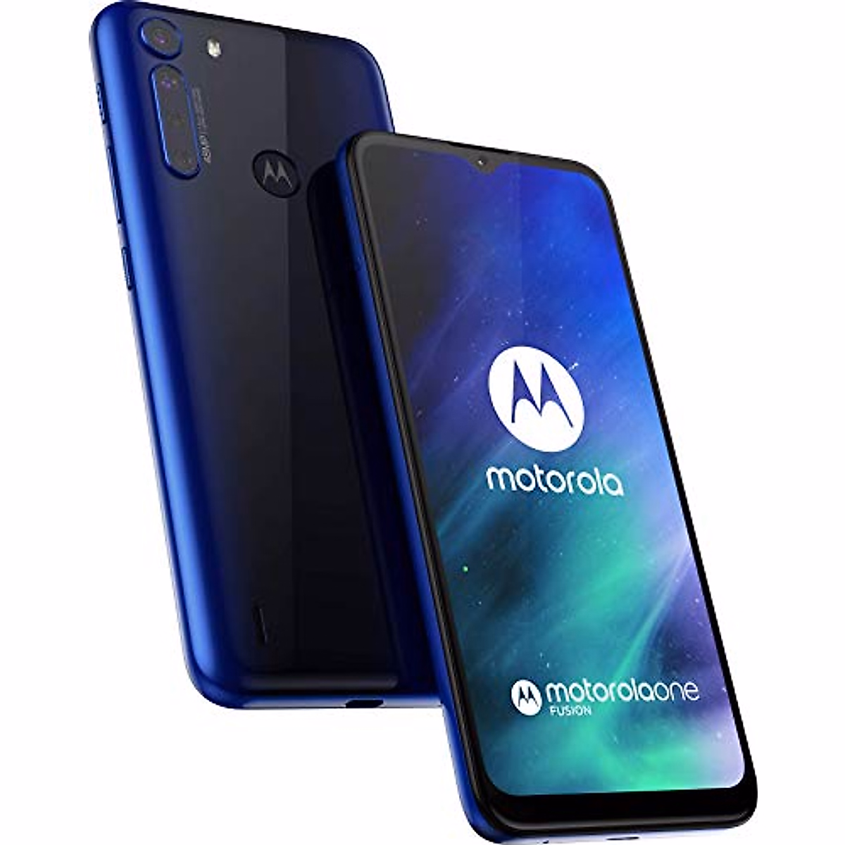 Motorola One Fusion (128GB, 4GB) 6.5", 48MP Quad Camera, 5000mAh Battery, Dual SIM GSM Unlocked Global 4G LTE (T-Mobile, AT&T, Metro) International Model XT2073 (Ocean Blue)