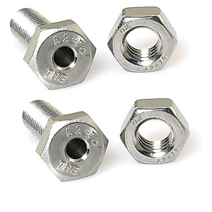 PZRT 2pcs Cylindrical Hollow External Hexagon Screw 304 Stainless Steel Lamp Threading Screws Through Hole Bolt M6x20