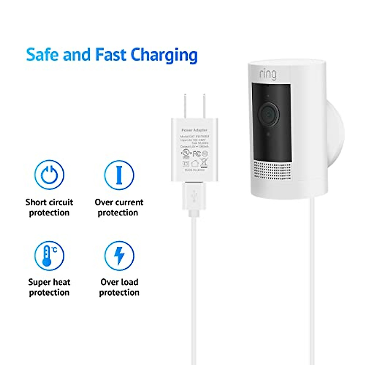 Ayotu 2Pack 16Ft Camera Charge Cable for Stick Up Cam Battery/Plug-in 3rd Gen/2nd Gen, Power Adapter Continuous Charging with Weatherproof Cord, NOT for Spotlight Cam Plus(NO Camera), White