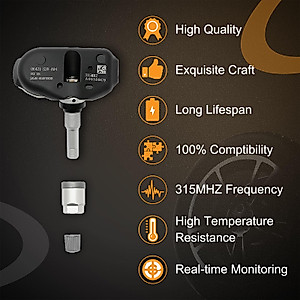 Tire Pressure Sensor 315MHz TPMS 4PCS Compatible with 04-06 Acura MDX 05-08 Acura RL Pilot & More Replaces# 06421-S3V-A04