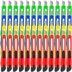 DIYSLEF 48 Pack Box Cutters Retractable Heavy Duty and 50 Pcs 9MM Wide Blades of 30 Degrees, Razor Knife with Smooth Mechanism, 9mm Wide Box Cutter Knife Used for Cutting Paper, Plastic and Boxes