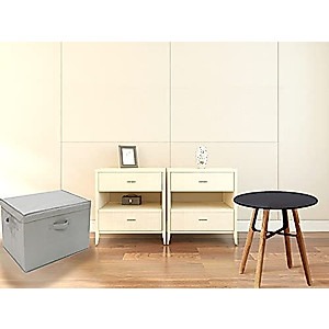 Sebadaci Storage Bins Cubes Baskets with Lids Handles Stackable Collapsible Storage Bins Baskets for Shelves, Organizing, Office Organizer, 3-pack Fabric Storage Cubes Living Room Closet, Gray, Medium