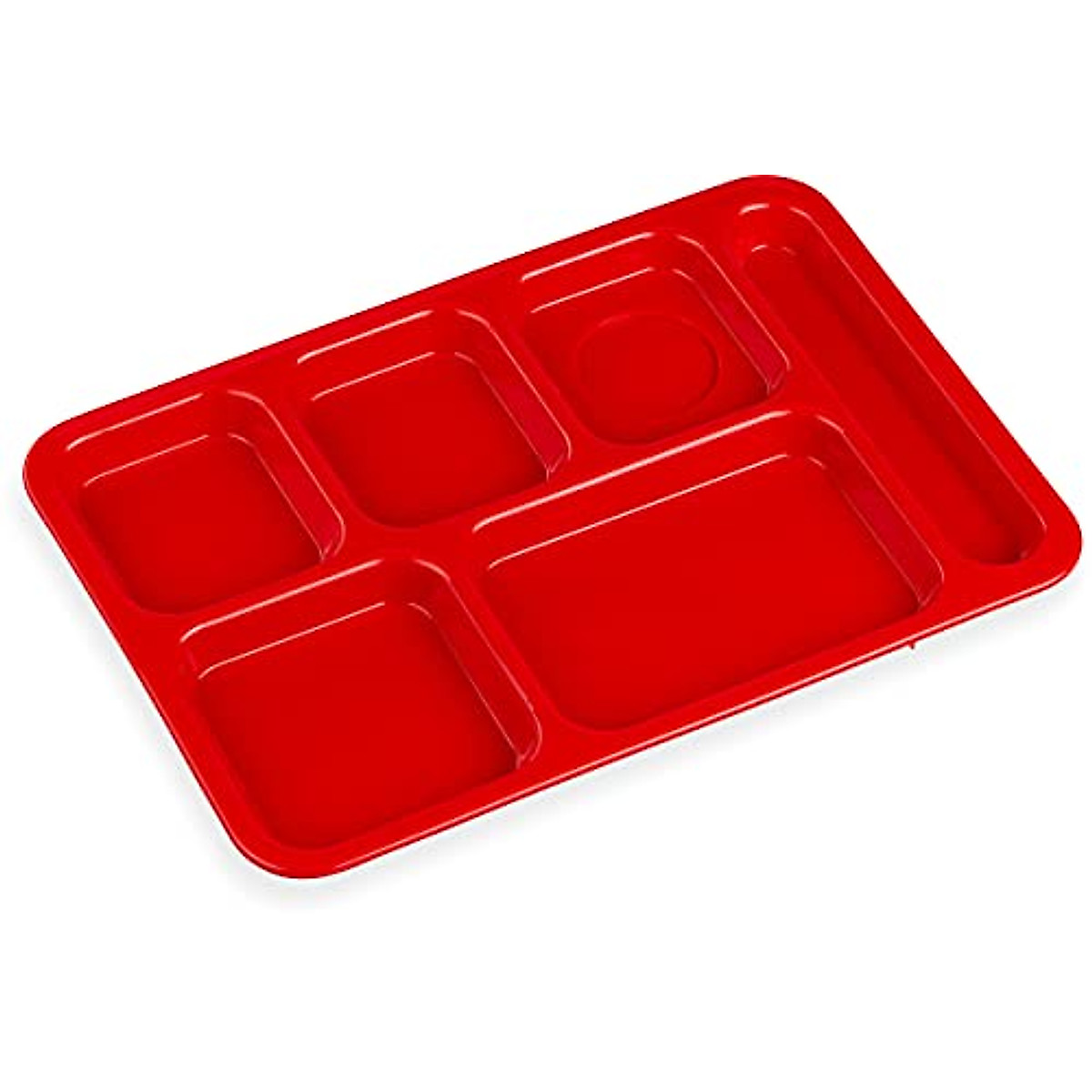 Carlisle FoodService Products P614R05 Right-Hand 6-Compartment Polypropylene Tray, 10" x 14", Red
