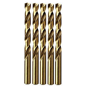 MAXTOOL No.3 5pcs Identical Jobber Length Drills Dia 0.213" HSS M35 Cobalt Twist Drill Bits Wire Gauge Numbered Golden Straight Drills; JBN35G10R03P5