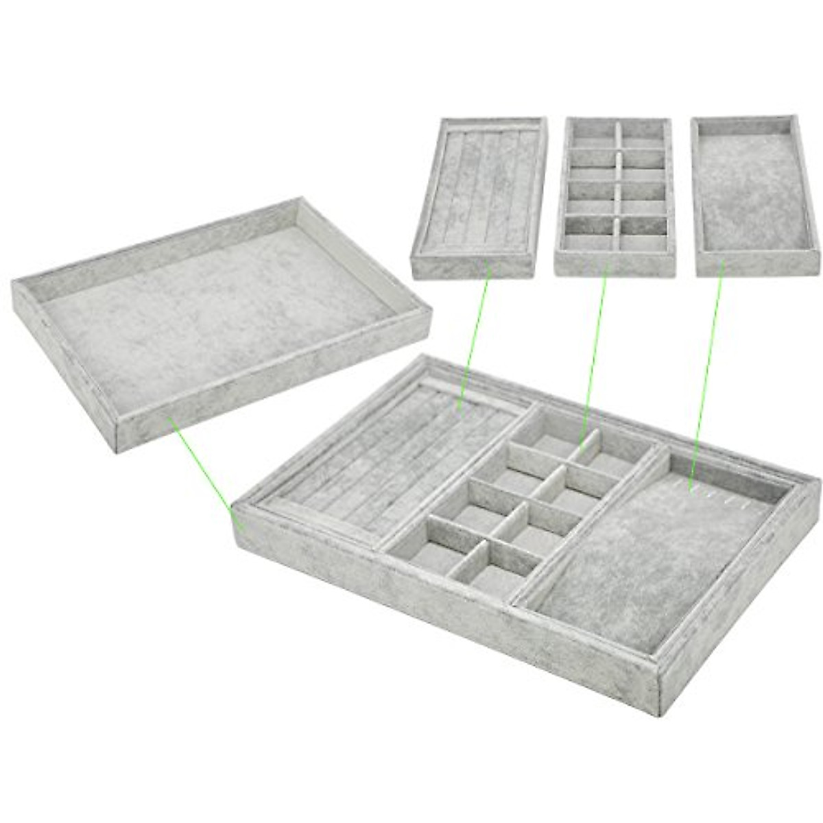 ORIGIA Drawer Organizer 4 in One Stackable Jewelry Accessary Tray Display Storage