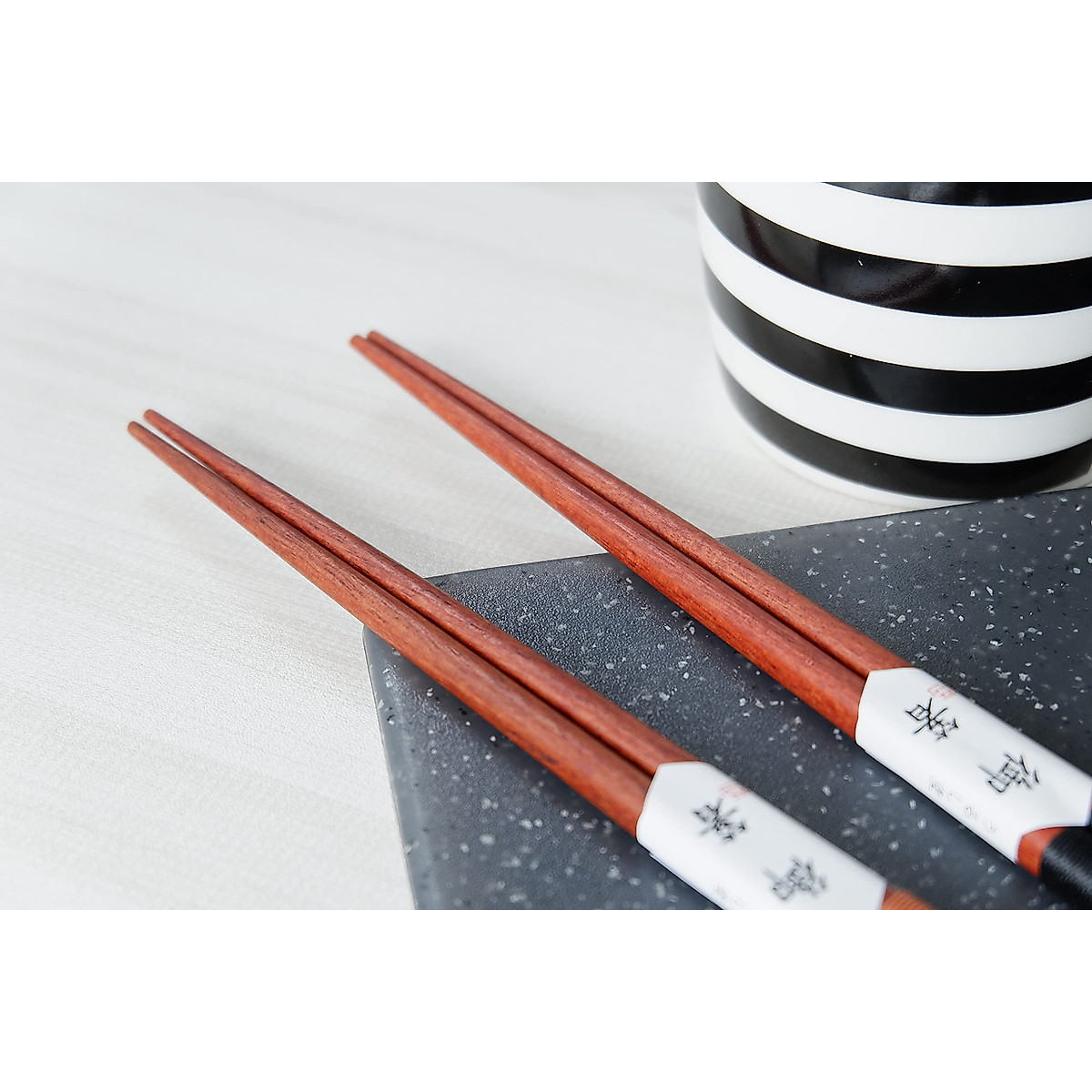 Chopsticks 2 Pairs Reusable Japanese Wooden Chopsticks for Sushi, Noodles as Ramen, Udon, Soba, Pho Dishwasher Safe 9 inches