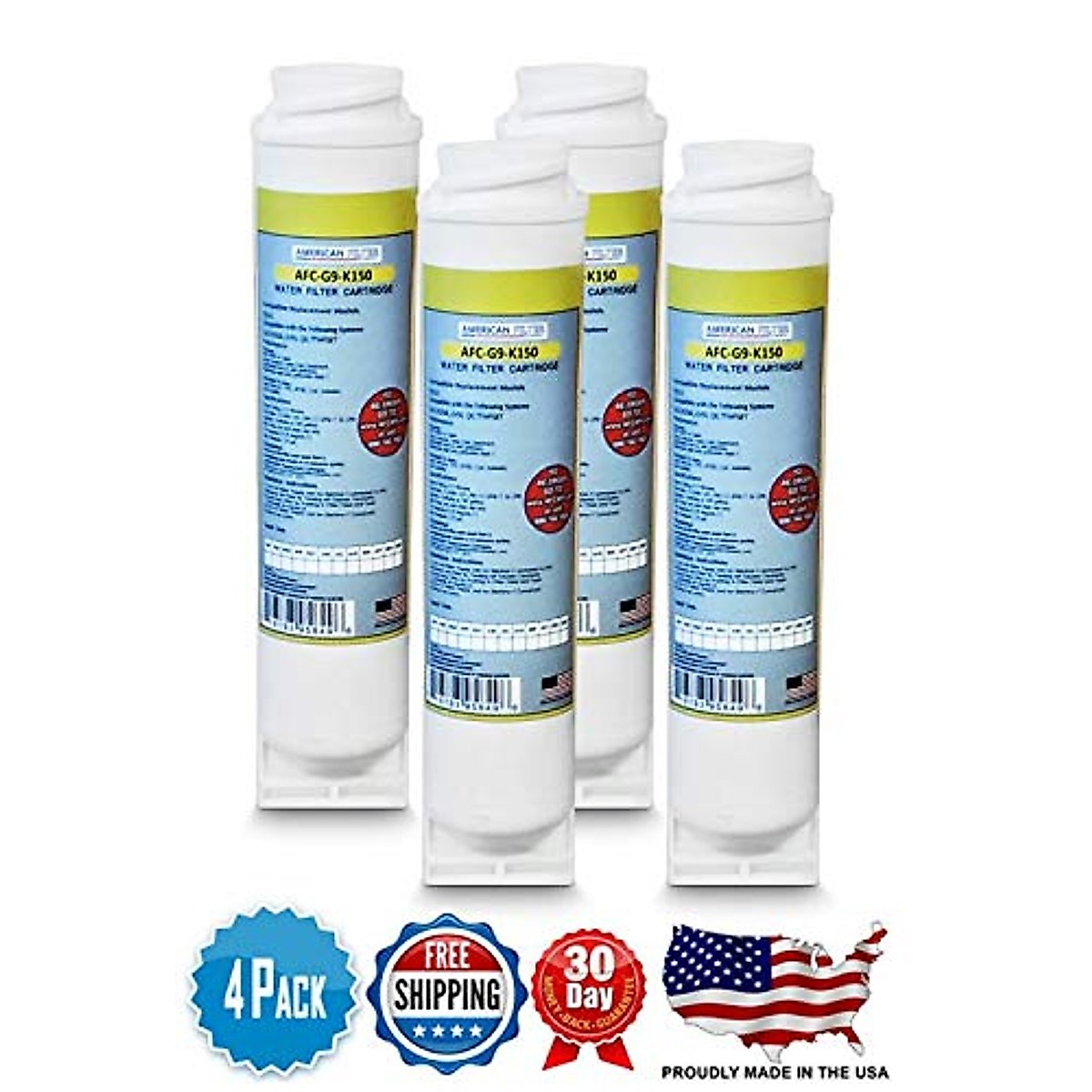 4 - Pack AFC Brand, Water Filter, Model # AFC-G9-K15, Compatible with GE (R) FQK1K Filter