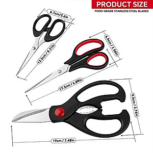 Kitchen Shears Set - QtoiKce Kitchen Scissors 3 Pack All Purpose Poultry Shears,Stainless Steel Sharp Utility Cooking Scissors for Home