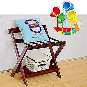 CHOUREN Room Luggage Holder, Hotel Wooden Folding Luggage Rack with Shelf, Suitcase Stand - Wine Red (Color : 1 Pack)