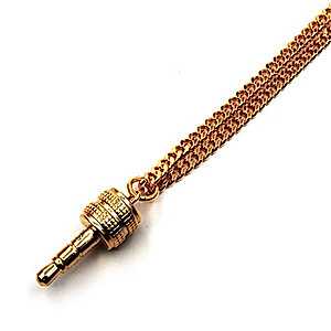 PICKRING Audio Jack Necklace with a Functioning Gold Plated Headphone Adapter for Guitarists/Detachable Gold Tone Real Headphone Adapter Necklace Music Lover Gifts/Silver Gold (Gold)