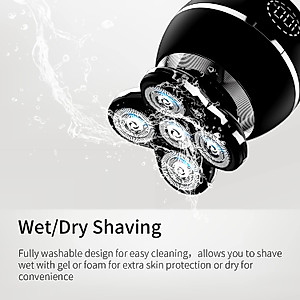 RAYCOSHAVE Head Shaver for Bald Men, 5 in 1 Wet & Dry Shaver Waterproof Bald Head Shaver, USB Rechargeable Rotary Shavers Grooming Kit with LED Display, Anti-Pinch, Ergonomic Design