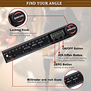 Digital Angle Finder Protractor, Angle Finder Ruler with 7inch/200mm, Angle Measuring Tool for Woodworking/Carpenter/Construction/DIY Measurement(2 Batteries Included) (Enhanced ABS)