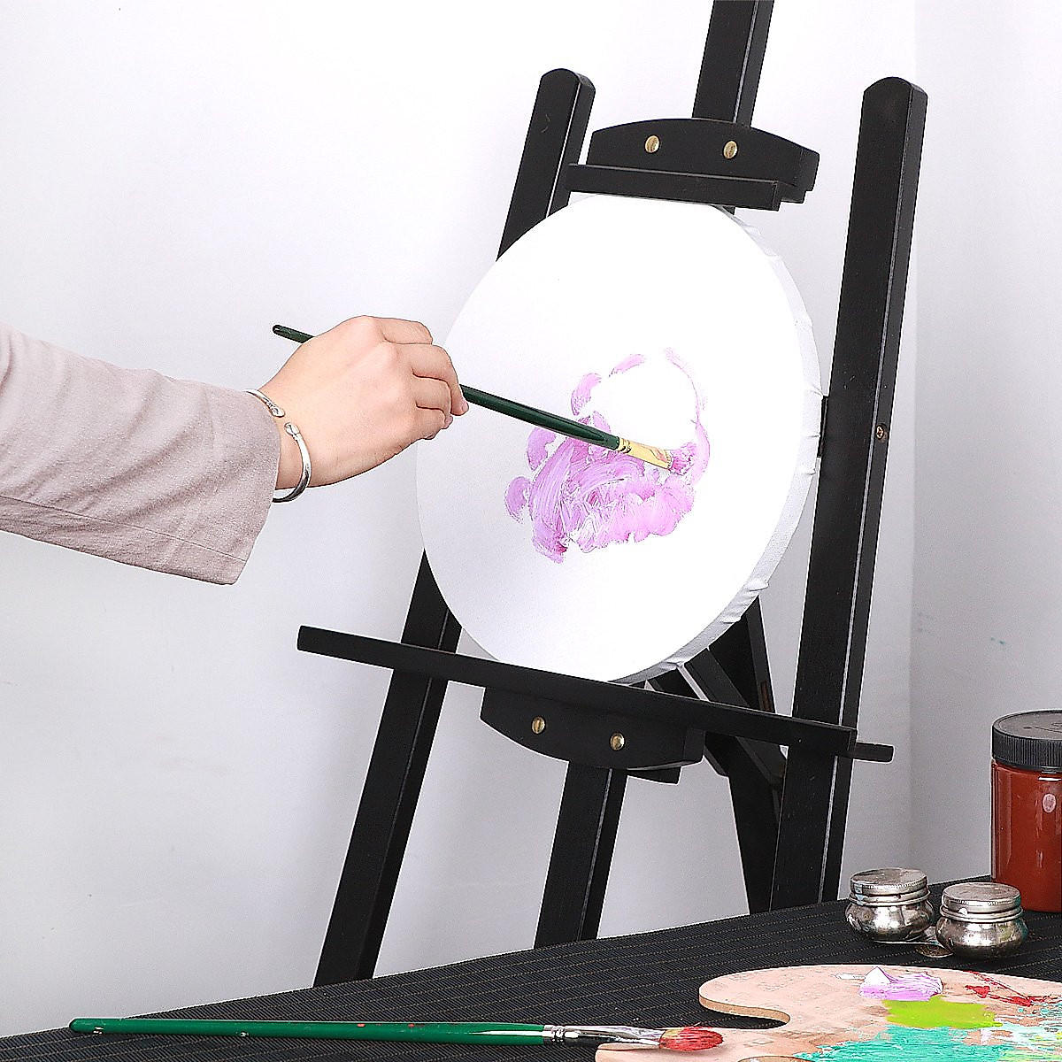 Transon 12inch Artist Round Canvas Primed Stretched Canvas Ready for Painting Pack of 2