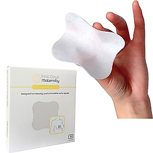 First Days Maternity - Hydrogel Breast Pads for Sore Nipples, Instant Cooling Relief, Suitable for All Skin Types, Pads with Soft Fabric Backing and 1 mm Thickness, 7.5 cm x 7.5 cm, Pack of 10 Pads