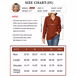 Ivicoer Sweaters for Women V Neck Pullover Ladies Knit Long Sleeve Collared Tops Fall Winter Polo Trendy Orange