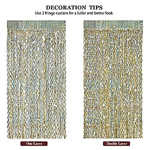 4 Pack Champagne Gold Fringe Curtain Backdrop - CYLMFC 3.3 ft x 6.6 ft Shimmer Wavy Foil Curtain for Birthday Party, Yellow Fringe Curtain Streamers Party Decorations