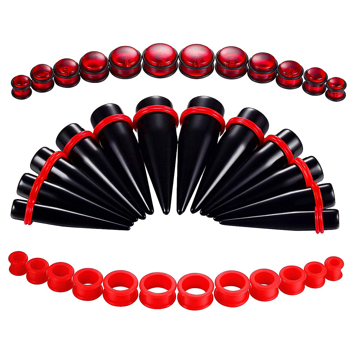 BodyJ4You 36PC Big Gauges Kit Ear Stretching 00G-20mm Silicone Tunnel Acrylic Plugs Tapers Expander