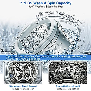 Giantex Portable Washing Machine, Washer and Spinner Combo with Water Heating, 8 Programs 3 Water Levels and Built-In Drain Pump, 2 In 1 Compact Laundry Washer Full Automatic for Apartment Dorm RV